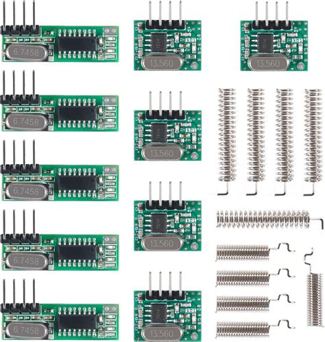 Alamscn 5 Set 433mhz Rf Wireless Transmitter And Receiver Module Rf 433mhz Spring Antenna Kit