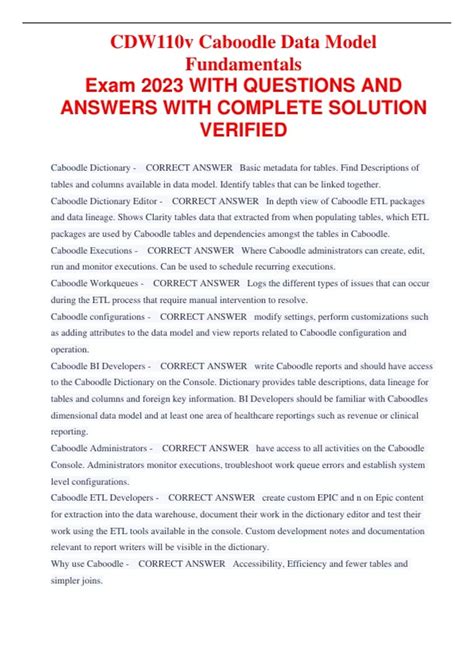 Cdw110v Caboodle Data Model Fundamentals Exam 2023 With Questions And