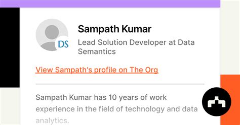 Sampath Kumar Lead Solution Developer At Data Semantics The Org