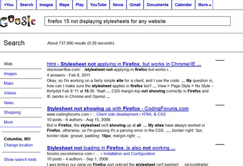 Firefox No Stylesheets Are Displaying For Any Web Pages Super User