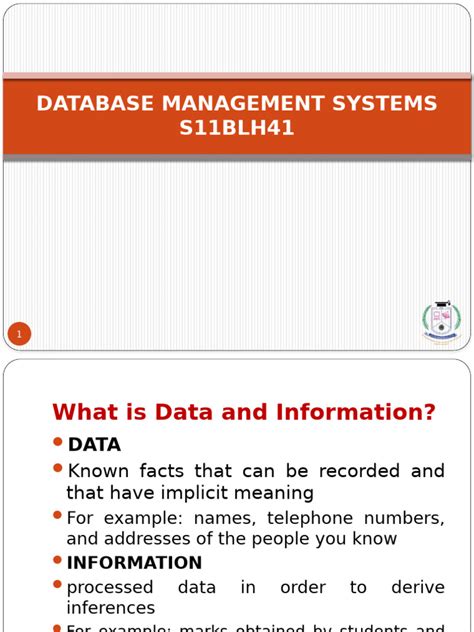 S11blh41 Database Management Systems Unit 1 Pdf Relational Database Relational Model