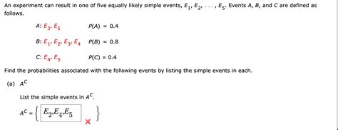 solved an experiment can result in one of five equally