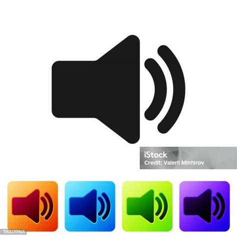 회색 스피커 볼륨 아이콘오디오 음성 사운드 기호 미디어 음악 아이콘 흰색 배경에 고립 색상 사각형 버튼에 아이콘을 설정 합니다 벡터 일러스트 0명에 대한 스톡 벡터 아트 및