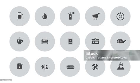 Gas Station Gasoline Refill Vector Image Icons Stock Illustration