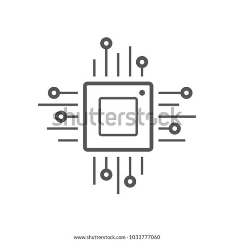 Microchip Line Icon Cpu Central Processing Stock Vector Royalty Free