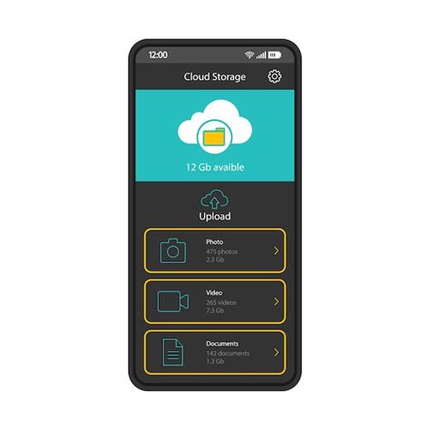 Premium Vector Cloud Storage App Smartphone Interface Vector Template