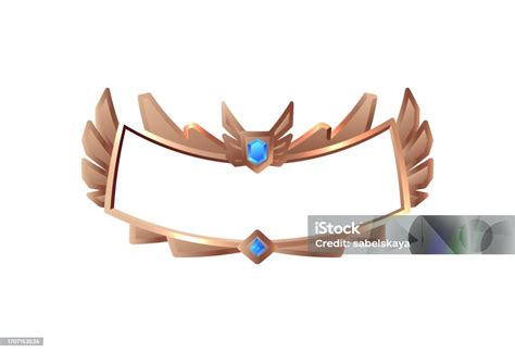 인터페이스 Ui 게임을 위한 날개가 있는 금속 프레임 벡터 순위 아크 사각형 빈 보드 청동 테두리 게임 버튼 가장자리에 대한 스톡 벡터 아트 및 기타 이미지 Istock