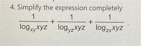 Solved Simplify The Expression Completely 1logsubscript