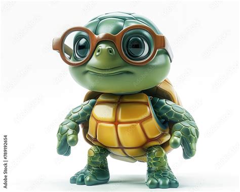 Cute 3d Turtle Tortoise Teacher Professor Mascot Wearing Nerd Geek Glasses Spectacles Ready To