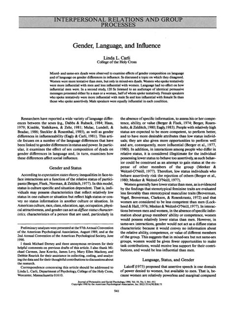 Pdf Gender Language And Influence