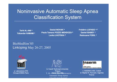 Pdf Noninvasive Automatic Sleep Apnea Noninvasive Automatic Sleep Apnea Classification System