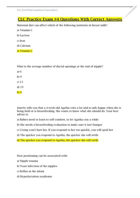 Clc Practice Exam 4 Questions With Correct Answers Clc Stuvia Us