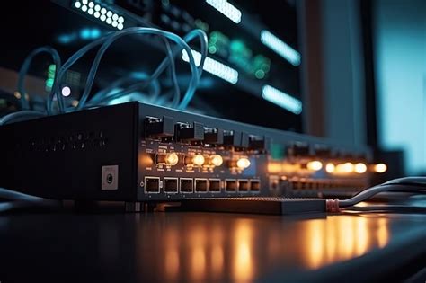 Premium AI Image Network Cables Connected Into Switches Generative AI