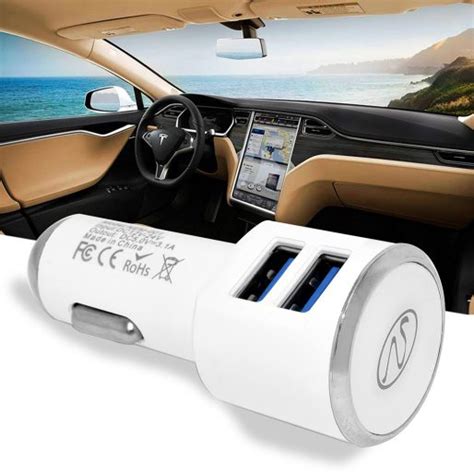 Cell Phone Car Charger Universal Dual Usb Port With Type C Usb Cable White Gotita Brands