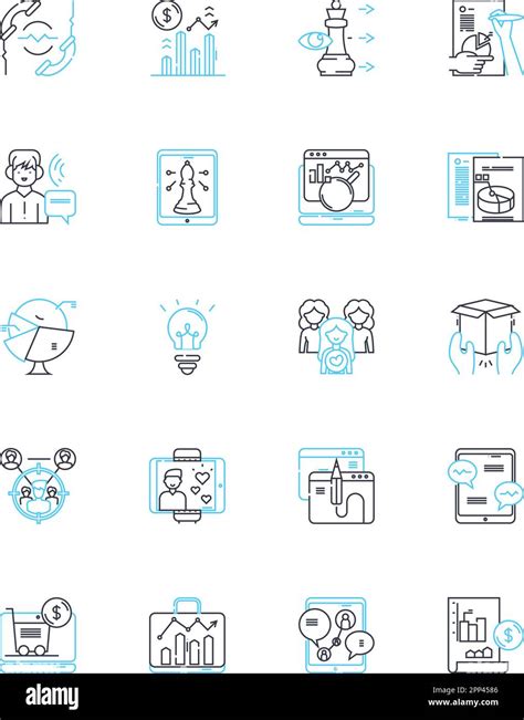 International Business Linear Icons Set Globalization Trade Imports Exports Multinational