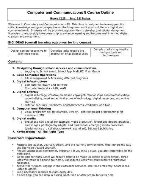 High School Computer Science Curriculum Grades 9 12 Doc Template Pdffiller