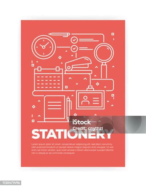 연례 보고서 전단지 팜플렛에 대 한 편지지 개념 선 스타일 커버 디자인 사무실에 대한 스톡 벡터 아트 및 기타 이미지 사무실