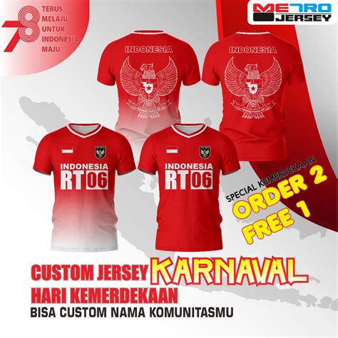 Jual Jersey Merah Putih Indonesia Garuda Pancasila 17 Agustus Metro
