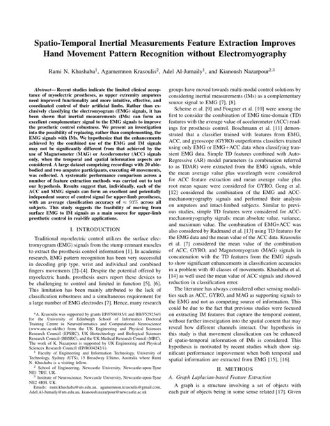 Pdf Spatio Temporal Inertial Measurements Feature Extraction Improves Hand Movement Pattern