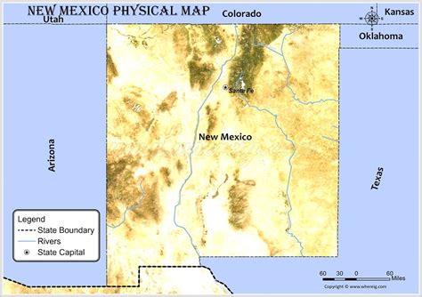 New Mexico Physical Map Landforms Mountains Rivers And Elevation In