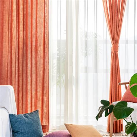 씨엘커튼 맞춤 로렌 미드센츄리 커튼 오렌지 사계절 모듈 린넨 위시버킷