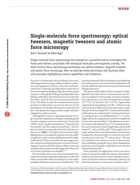 Pdf Single Molecule Force Spectroscopy Optical Tweezers Magnetic Tweezers And Atomic Force