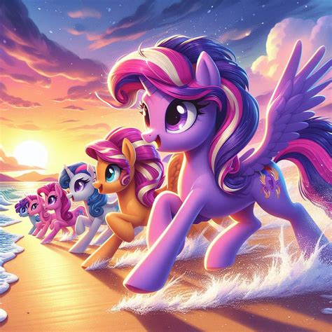 Mlp Everypony Running On The Beach Ai 4 By Tomartista On Deviantart