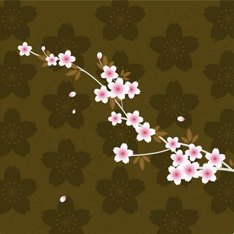 无人方图插画室内白天正面幸福纯洁数码科技樱花叶子许多伸展阴影花纹丰富含苞待放鲜艳网络褐色绿叶很多