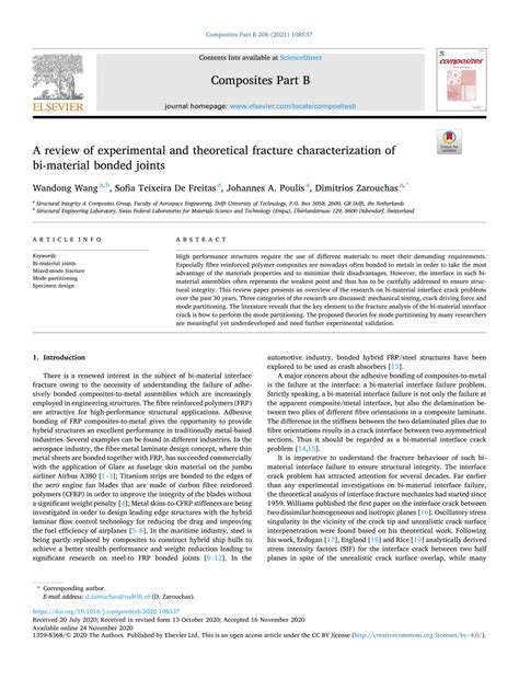 Pdf A Review Of Experimental And Theoretical Fracture Characterization Of Bi Material Bonded