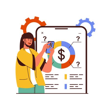 Best Girl Having Budget Analysis Idea Illustration Download In PNG Vector Format