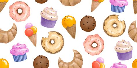 패스트 푸드 원활한 패턴입니다 베이커리와 아이스크림 귀여운 아이 Launch Party에 대한 스톡 벡터 아트 및 기타 이미지 Launch Party 그릇 길거리