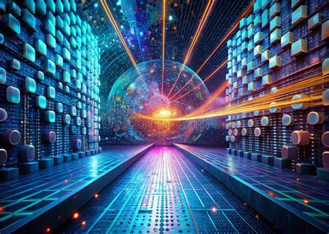 Immersive 3d Binary Code Matrix Exploring The Intricate Network Of Digital Connectivity And Data