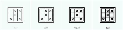 Tic Tac Toe Icon Thin Light Regular And Bold Style Design Isolated