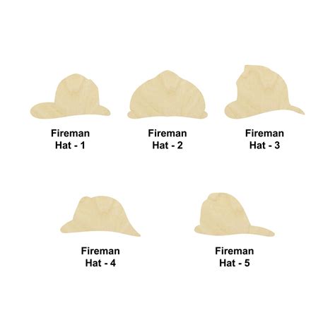 Fireman Hat Wooden Shape Multiple Sizes Laser Cut Unfinished Wood
