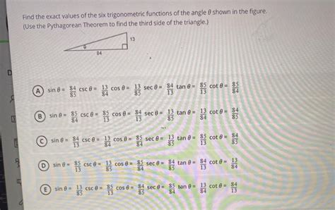 Solved Find The Exact Values Of The Six Trigonometric