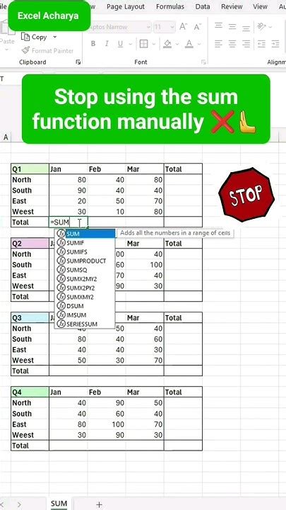 sum function shortcut viral exceltricks excel shorts youtube