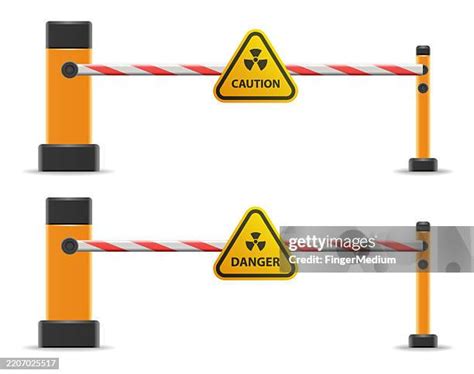Road Barrier With Hazard Sign Vector Illustration High Res Vector