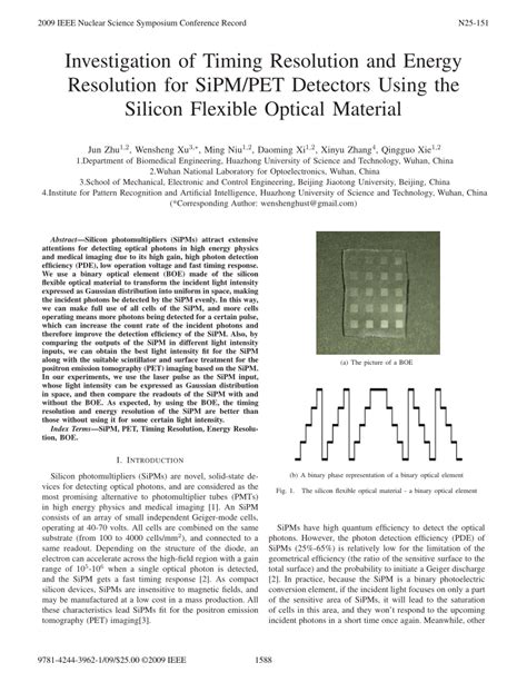 Pdf Investigation Of Timing Resolution And Energy Resolution For Sipm