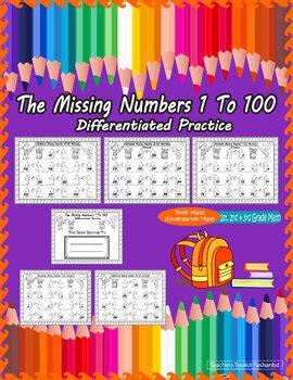 Counting Write 1 To 100 Fill In The Missing Numbers DIFFERENTIATED Practice