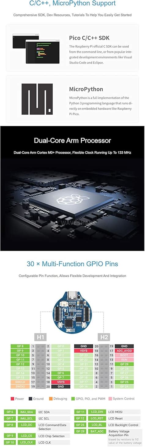 Buy RP MCU Board With Inch LCD Round Shape Accelerometer And Gyroscope Sensor