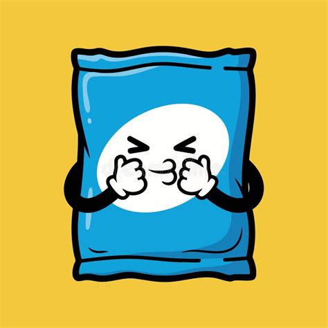 Cartoon Chip Bag With Thumbs Up On Yellow Background Stock Vector Illustration Of Vector Junk