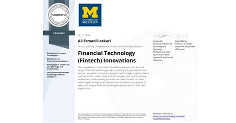 ali esmaeili on linkedin completion certificate for financial