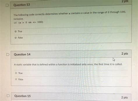 solved 2 pts d question 13 the following code correctly