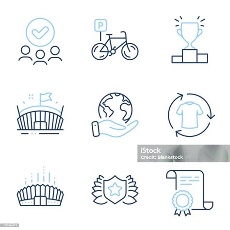 자전거 주차 아레나 및 옷 바꾸기 아이콘 세트 수상자 우승자 연단 및 아레나 경기장 표지판 벡터 Championship에 대한 스톡 벡터 아트 및 기타 이미지 Istock