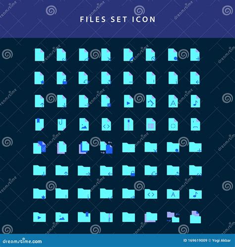 Document Files Icon Flat Style Design Set Stock Vector Illustration
