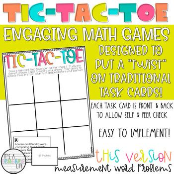 Tic Tac Toe Math Game Measurement Word Problems By Its A Teacher Life