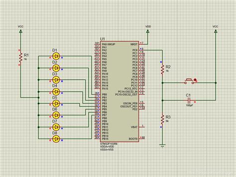 Proteus仿真stm32f103r6微控制器的gpio（按键控制led开关）用proteus仿真stm32按键控制led并延时 Csdn博客