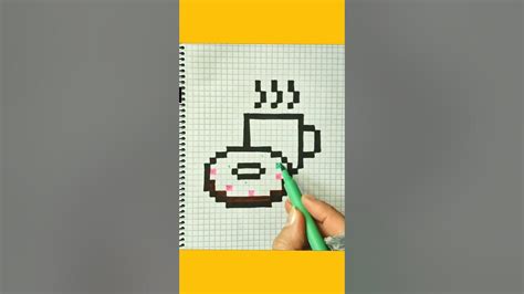 Піксель арт Кава з пончиком як намалювати по клітинкам в зошиті якнамалювати піксельарт
