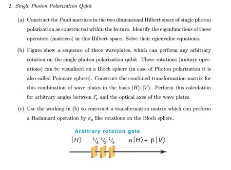 2 Single Photon Polarization Qubit A Construct The