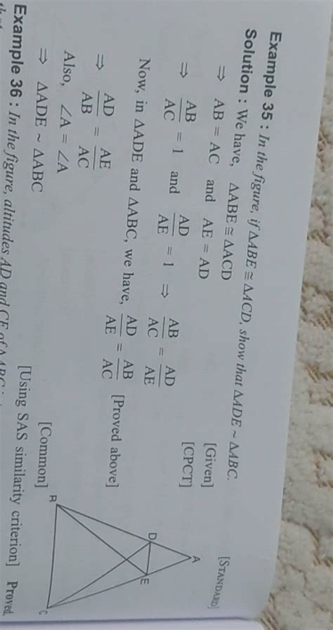 Example In The Figure If ABE ACD Show That ADE ABC Solution